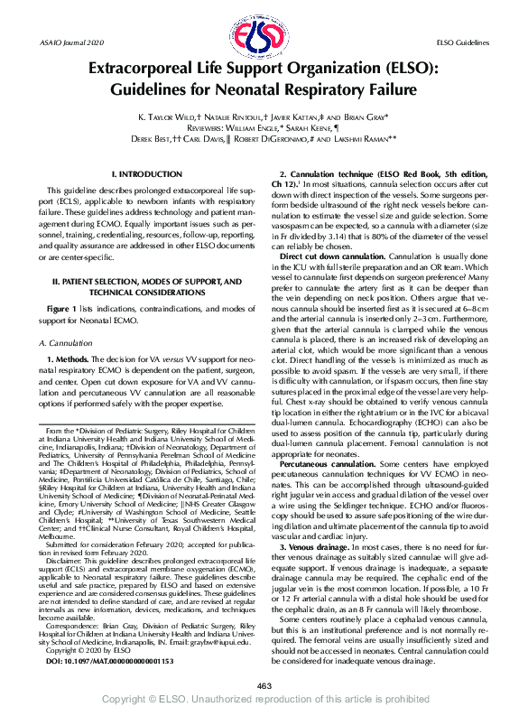 (PDF) Extracorporeal Life Support Organization (ELSO): Guidelines for ...