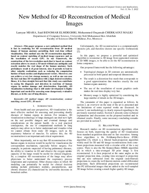 (PDF) New Method for 4D Reconstruction of Medical Images