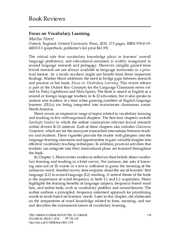 (PDF) Focus on Vocabulary Learning