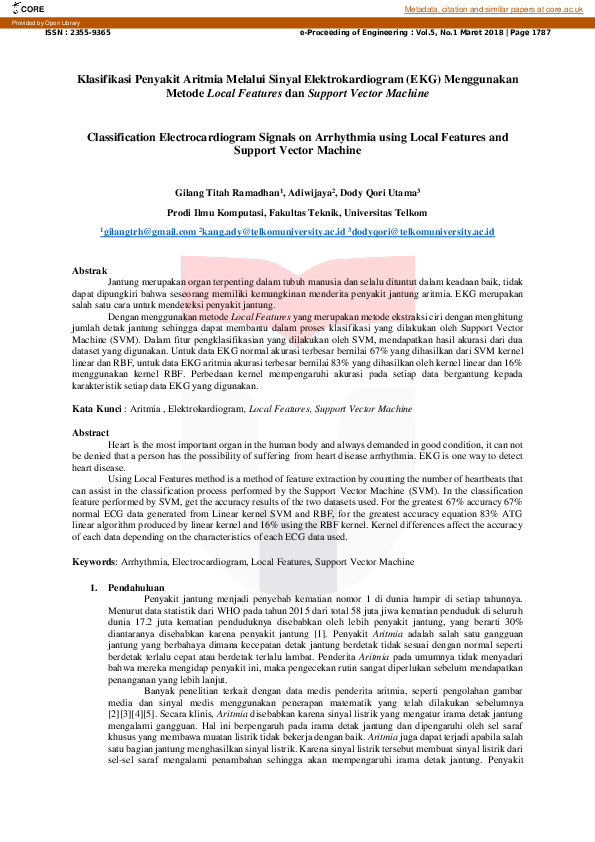 (PDF) Klasifikasi Penyakit Aritmia Melalui Sinyal Elektrokardiogram (EKG) Menggunakan Metode ...