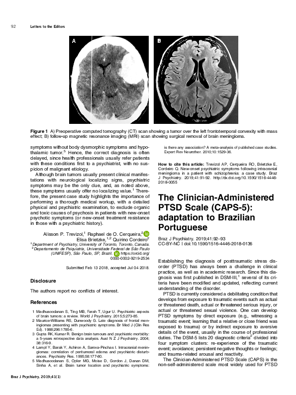 (PDF) The Clinician-Administered PTSD Scale (CAPS-5): adaptation to ...
