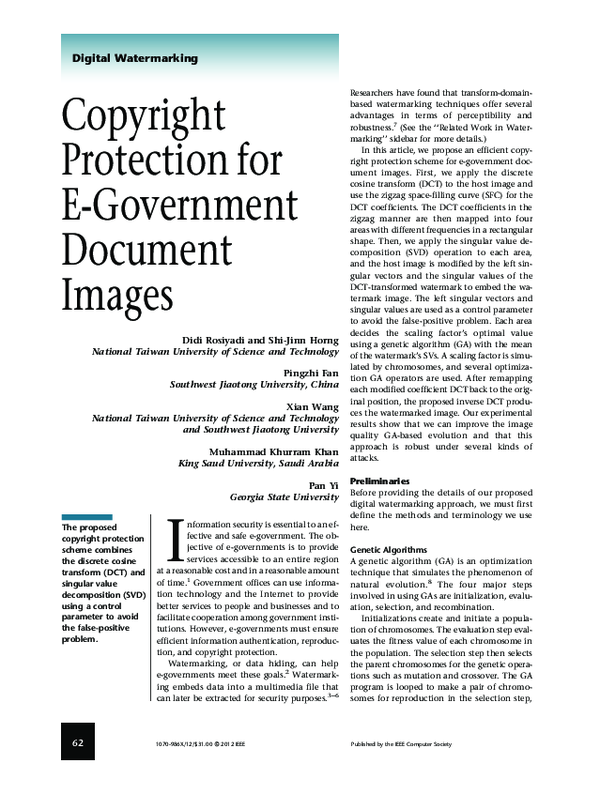 (PDF) Copyright Protection for E-Government Document Images