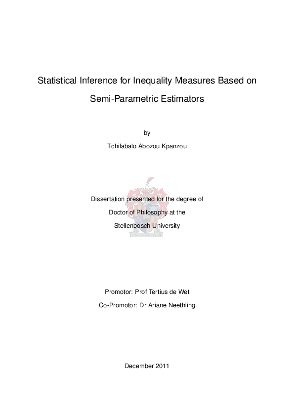 (PDF) Statistical inference for inequality measures based on semi-parametric estimators