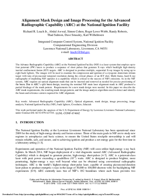 (PDF) Alignment mask design and image processing for the Advanced ...