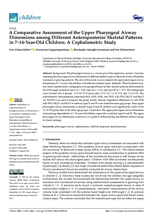 (PDF) A Comparative Assessment of the Upper Pharyngeal Airway ...