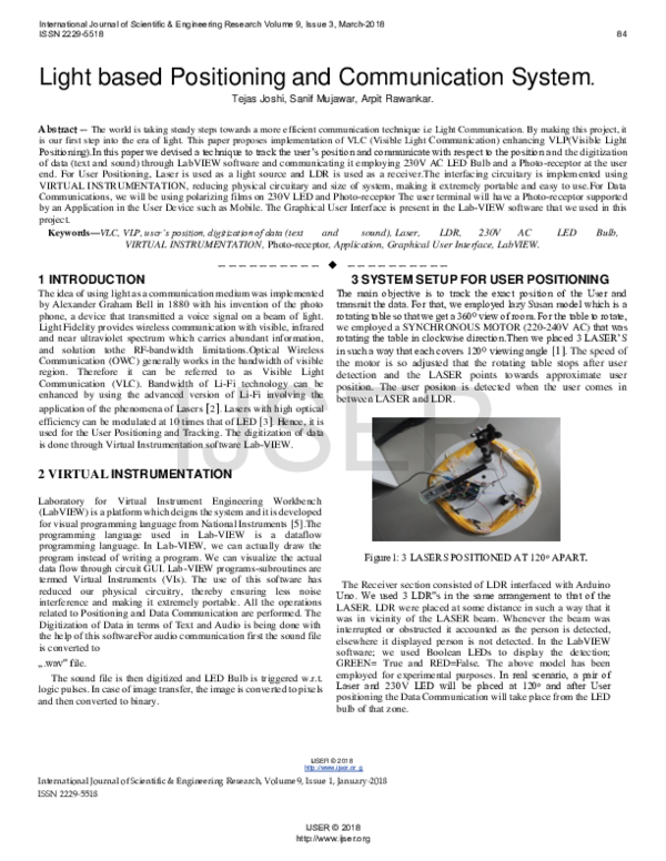 (PDF) Light based Positioning and Communication System