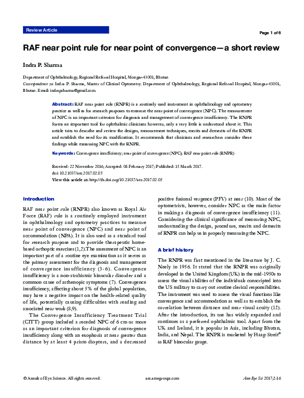 (PDF) RAF near point rule for near point of convergence—a short review