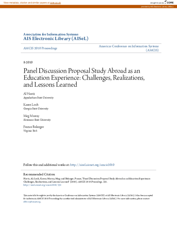 (PDF) Panel Discussion Proposal Study Abroad as an Education Experience ...