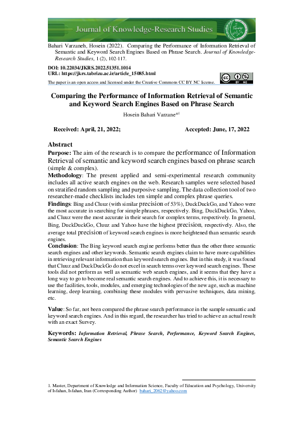 (PDF) Comparing the Performance of Information Retrieval of Semantic and Keyword Search Engines ...