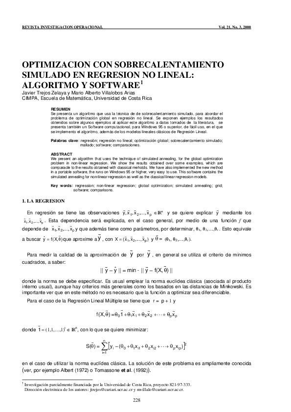 (PDF) Optimización con sobrecalentamiento simulado en regresión no ...