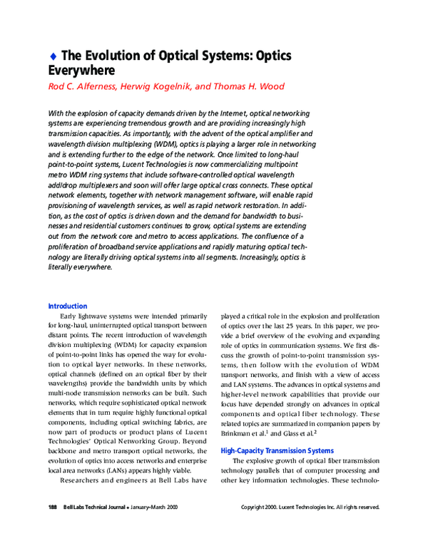 (PDF) The evolution of optical systems: Optics everywhere