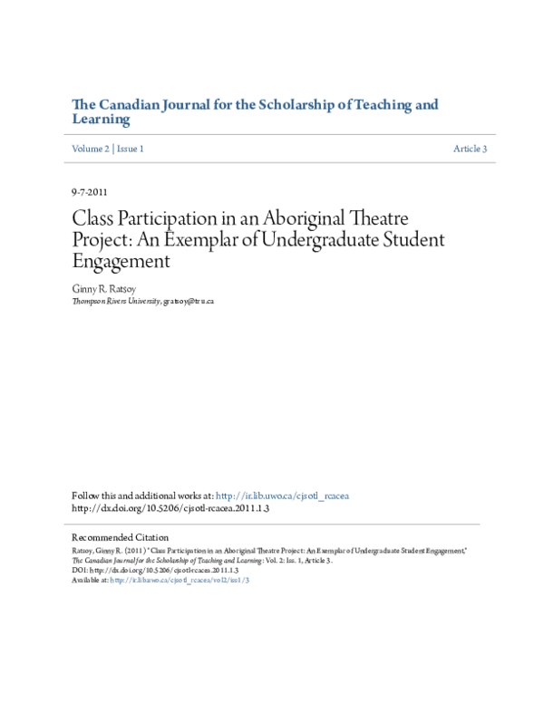 (PDF) Undergraduate Student Engagement