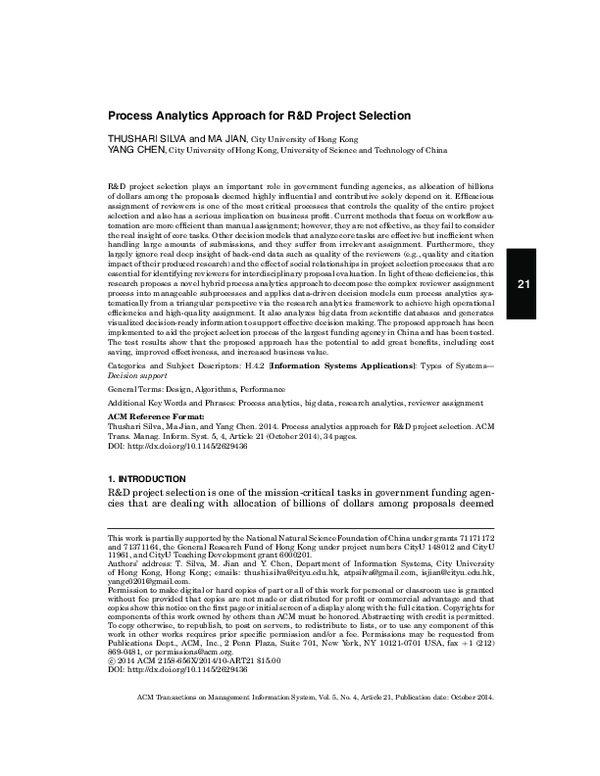 (PDF) Process Analytics Approach for R Project Selection