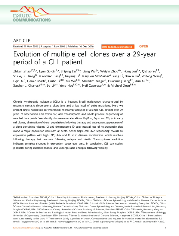 (PDF) Evolution of multiple cell clones over a 29-year period of a CLL ...