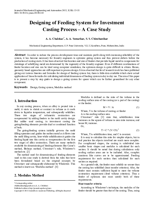 (PDF) Designing of Feeding System for Investment Casting Process - A ...
