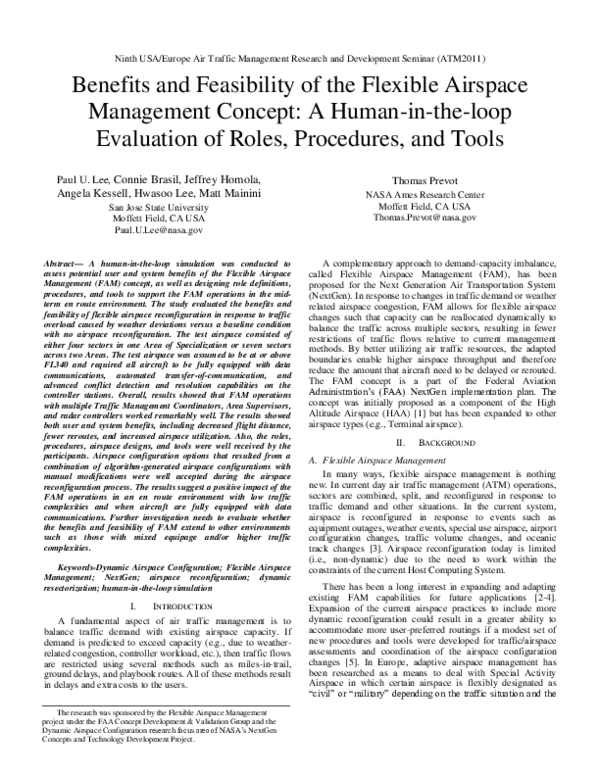 (PDF) Benefits and feasibility of the flexible airspace management concept: A human-in-the-loop ...