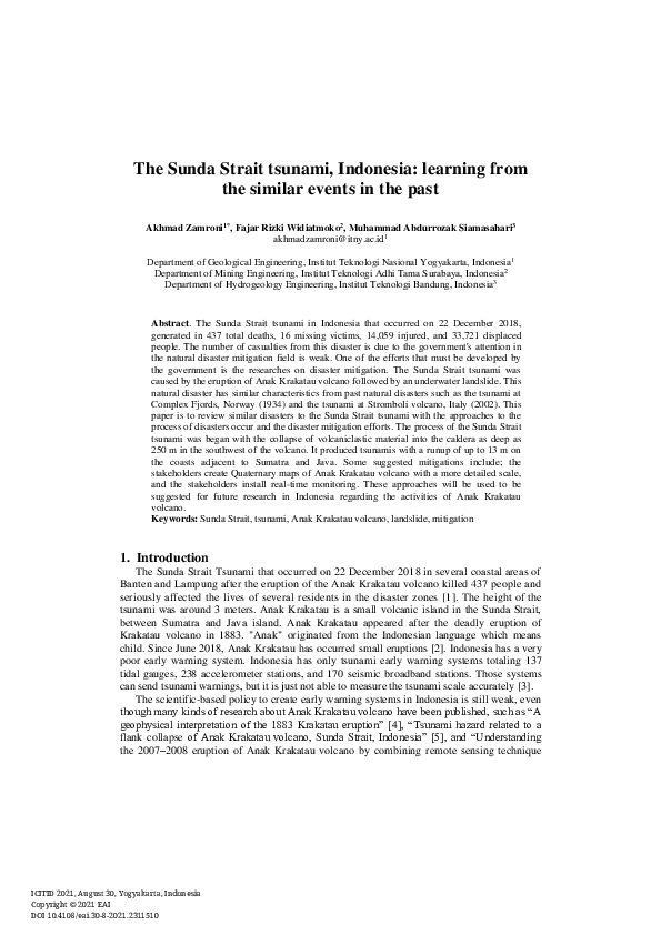 (PDF) The Sunda Strait tsunami, Indonesia: learning from the similar ...