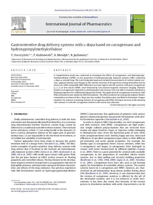 (PDF) Gastroretentive drug delivery systems with L-dopa based on ...