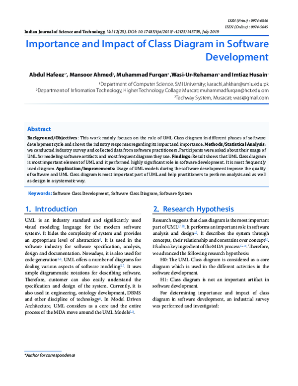 (PDF) Importance and Impact of Class Diagram in Software Development