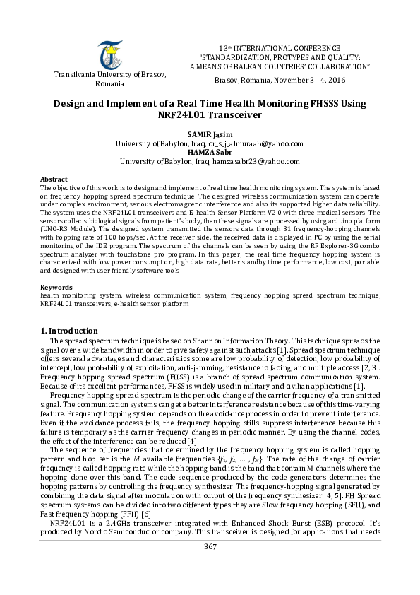 (PDF) Design and Implement of a Real Time Health Monitoring FHSSS Using ...