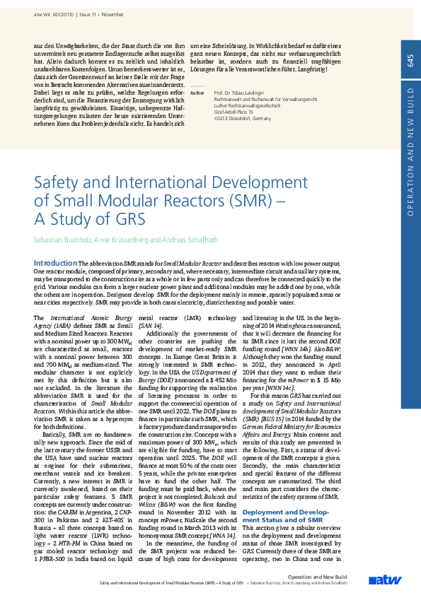 (PDF) Safety and International Development of Small Modular Reactors ...