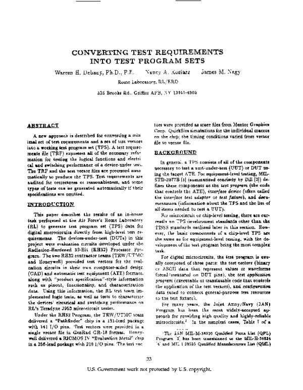 (PDF) Converting test requirements into test program sets