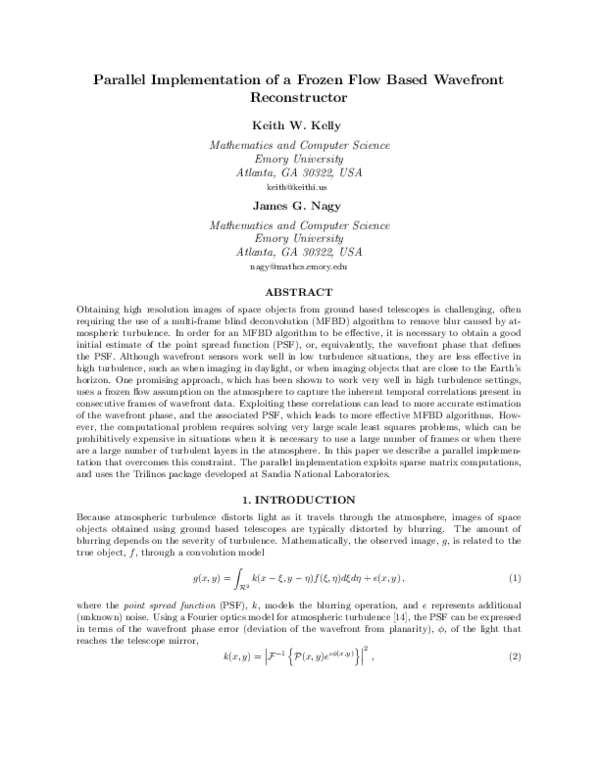 (PDF) Parallel implementation of a frozen flow based wave-front reconstructor