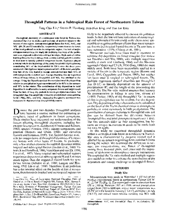 (PDF) Throughfall Patterns in a Subtropical Rain Forest of Northeastern ...