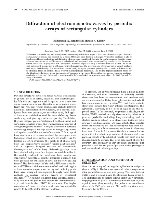 Pdf Diffraction Of Electromagnetic Waves By Periodic Arrays Of Rectangular Cylinders