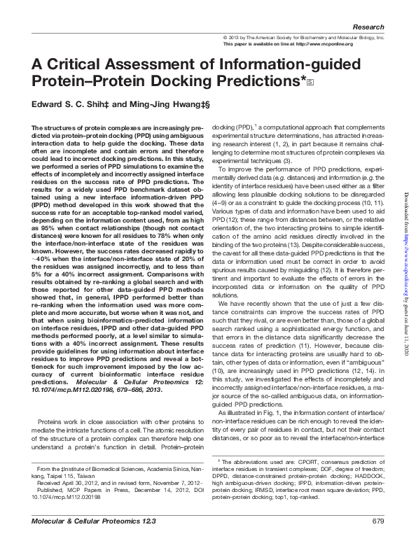 (PDF) A Critical Assessment of Information-guided Protein-Protein ...