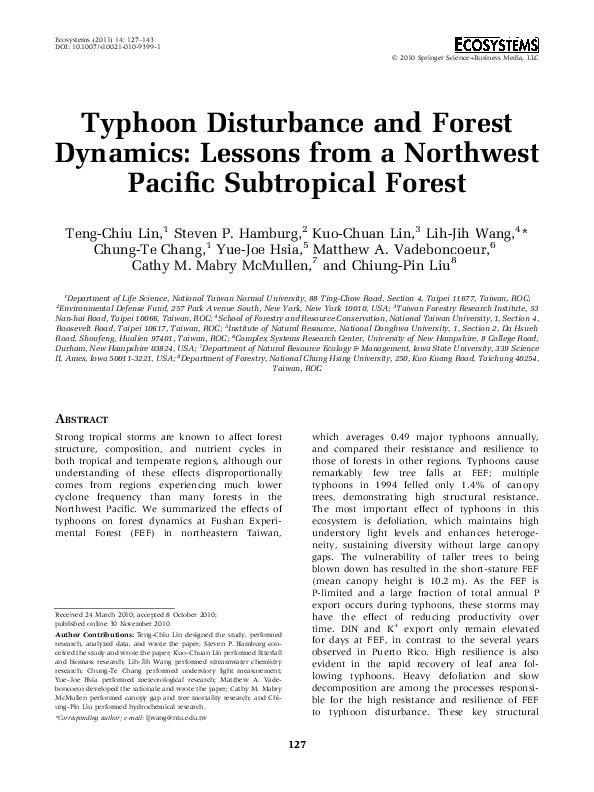 (PDF) Typhoon Disturbance and Forest Dynamics: Lessons from a Northwest ...