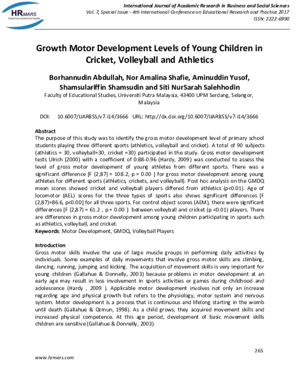 (PDF) Growth motor development levels of young children in cricket ...