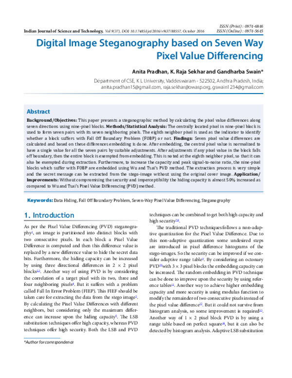 Pdf Digital Image Steganography Based On Seven Way Pixel Value 2447