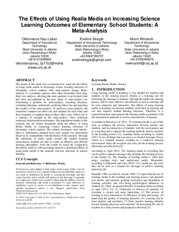 (PDF) The Effects of Using Realia Media on Increasing Science Learning ...