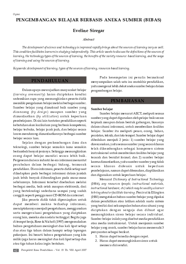 (PDF) Pengembangan Belajar Berbasis Aneka Sumber (Bebas)