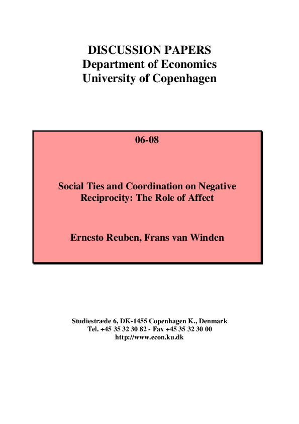 (PDF) Social ties and coordination on negative reciprocity: The role of ...
