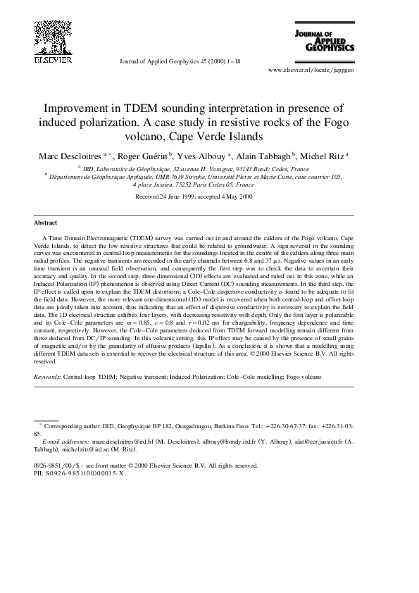 (PDF) Improvement in TDEM sounding interpretation in presence of ...
