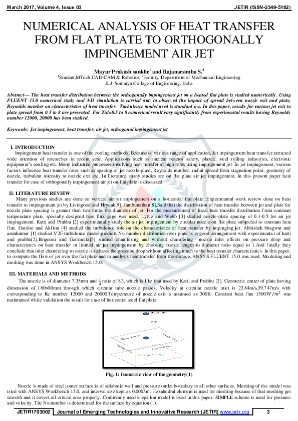 (PDF) Numerical Analysis Of Heat Transfer From Flat Plate To ...
