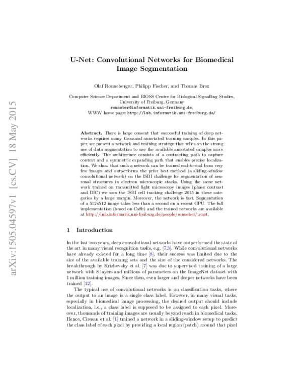 Pdf U Net Convolutional Networks For Biomedical Image Segmentation