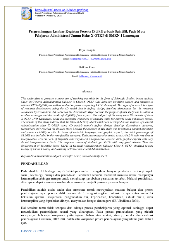 (PDF) Pengembangan Lembar Kegiatan Peserta Didik Berbasis Problem Based Learning (Pbl) pada Mata ...