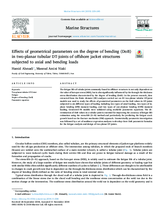 (PDF) Effects of geometrical parameters on the degree of bending (DoB) in two-planar tubular DT ...