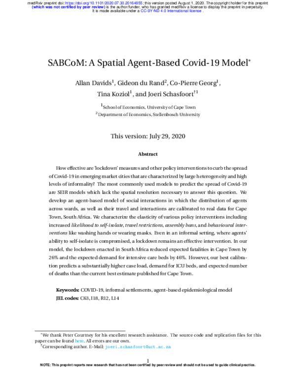 (PDF) SABCoM: A Spatial Agent-Based COVID-19 Model