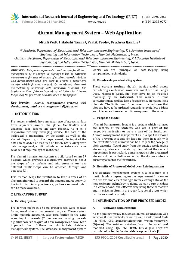 (PDF) Alumni Management System -Web Application