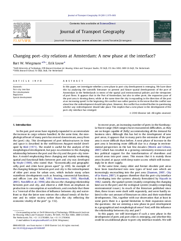 (PDF) Changing port–city relations at Amsterdam: A new phase at the ...