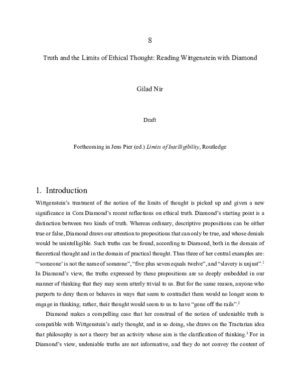 (PDF) Truth and the Limits of Ethical Thought: Reading Wittgenstein ...