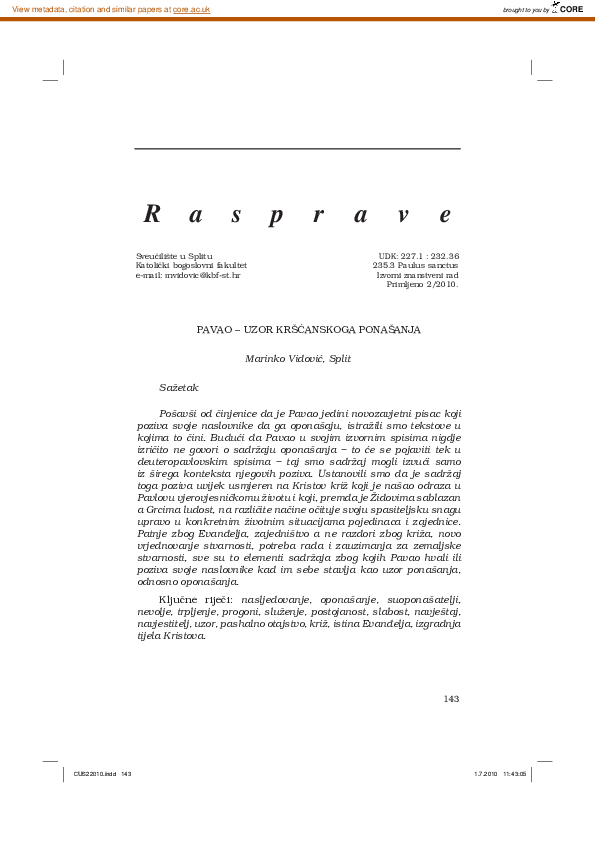 (PDF) Paul - model of christian behaviour