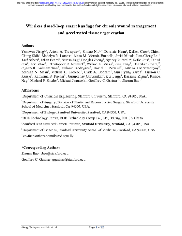 (PDF) Wireless closed-loop smart bandage for chronic wound management ...