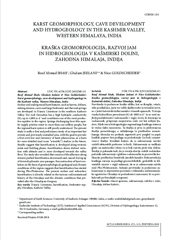 Karst Geomorphology And Caves Pdf – IQGP