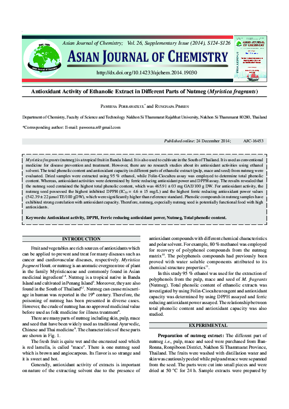 (PDF) Antioxidant Activity of Ethanolic Extract in Different Parts of ...
