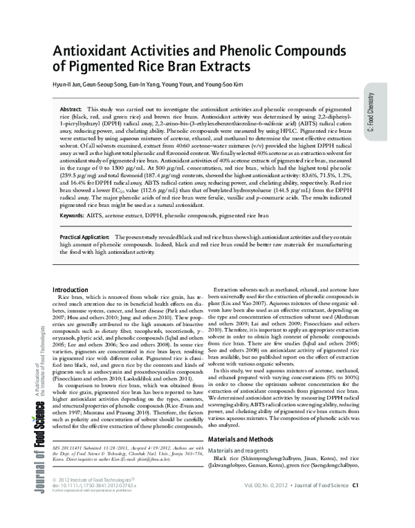 (PDF) Antioxidant Activities and Phenolic Compounds of Pigmented Rice ...
